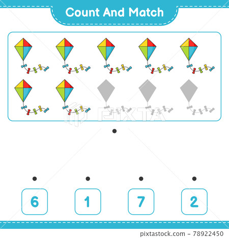 Count and match, count the number of Kite and... - Stock Illustration ...
