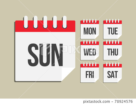 Vector set icon page calendar, days of the week - Stock Illustration ...