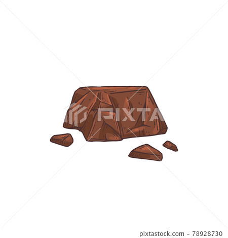 Piece of unformed chocolate hand drawn... - Stock Illustration ...