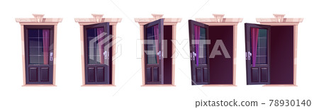 Cartoon door opening motion sequence animation set-插圖素材 [78930140 ...
