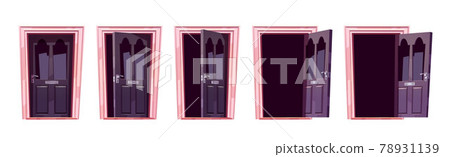 Cartoon door opening motion sequence animation set - Stock Illustration ...