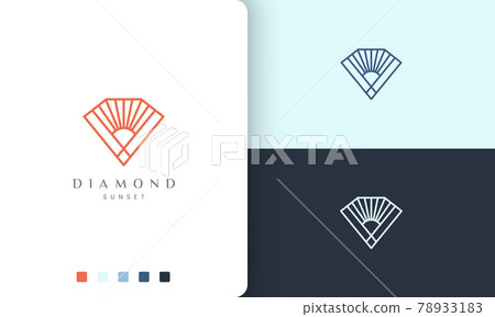 diamond or sun logo in mono line style - Stock Illustration [78933183 ...
