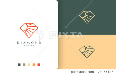 diamond sun logo in simple line art and modern...-插圖素材 [78933187] - PIXTA圖庫