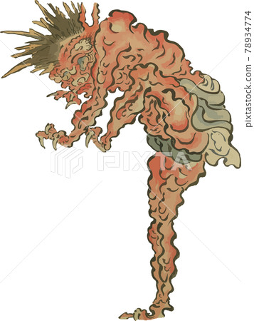 Red demon raising one leg - Stock Illustration [78934774] - PIXTA