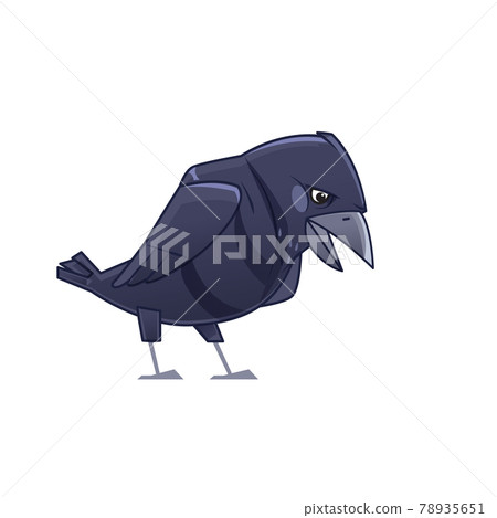 Sad crow. Cartoon raven bird character. Vector... - Stock Illustration ...