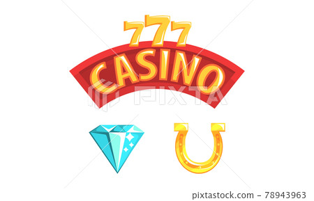 Casino Symbols Set, Horseshoe, Diamond, 777... - Stock Illustration ...