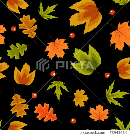 Autumn Natural Leaves Seamless Pattern... - Stock Illustration ...
