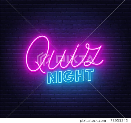Quiz Night neon sign on brick wall background. - Stock Illustration ...
