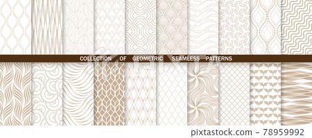 Geometric set of seamless gold and white...-插圖素材 [78959992] - PIXTA圖庫