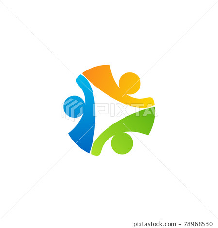 team work logo, together people work symbol,... - Stock Illustration ...