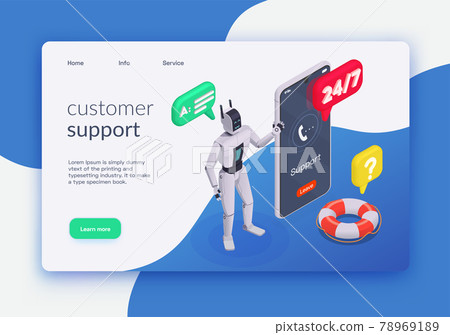 Customer Service Isometric Landing Page - Stock Illustration [78969189 ...