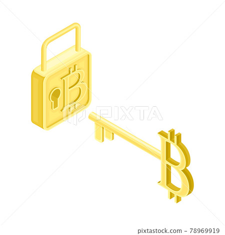 Blockchain Technology with Lock and Key as... - Stock Illustration ...
