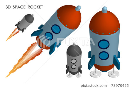 Isometric flying space rocket. Flights to Mars,... - Stock Illustration ...