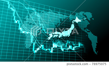 Japan's green digital stock chart image - Stock Illustration [78975075 ...