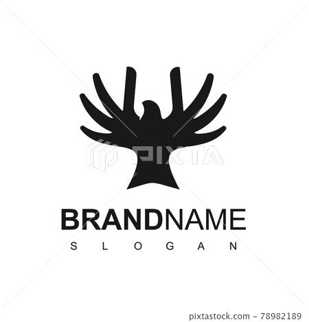 Bird, Eagle Logo Template With Hand Symbol - Stock Illustration ...