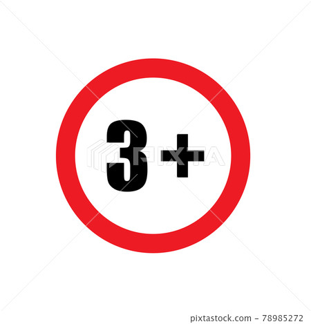 3 plus icon vector under three years... - Stock Illustration [78985272 ...