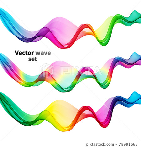 Set of colourful wave isolated on white... - Stock Illustration ...