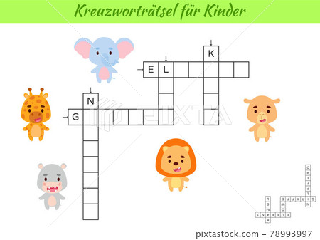 Crossword for kids in German with pictures of... - Stock Illustration ...