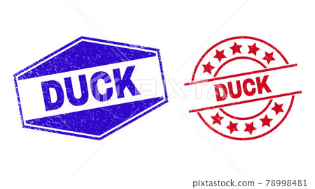 DUCK Grunged Watermarks in Round and Hexagon Forms - Stock Illustration ...