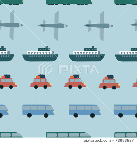 Seamless vector pattern with bus, plane, car,... - Stock Illustration ...