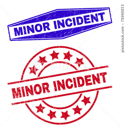 MINOR INCIDENT Rubber Stamp Seals in Round and... - Stock Illustration ...