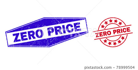 ZERO PRICE Grunged Badges in Round and Hexagon... - Stock Illustration ...