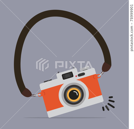 Digital camera with strap vector flat - Stock Illustration [78999901 ...