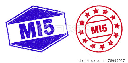 MI5 Textured Badges in Round and Hexagon Shapes - Stock Illustration ...