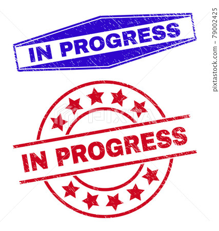 IN PROGRESS Grunged Watermarks in Round and... - Stock Illustration ...