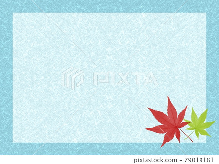Light blue Japanese paper frame with autumn leaves - Stock Illustration ...