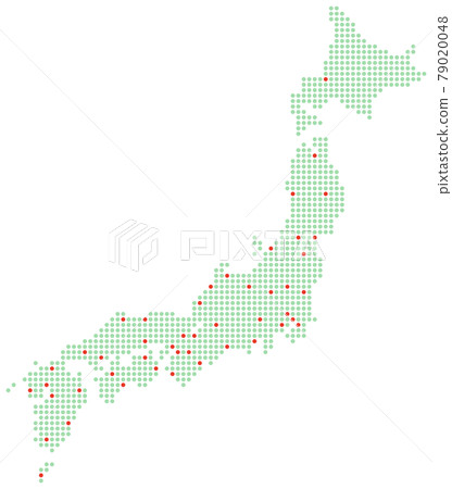 Japan dot map Prefectural office location - Stock Illustration ...