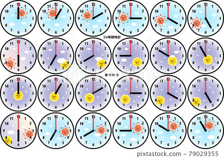 24-hour clock (00 minutes every hour) - Stock Illustration [79029355 ...