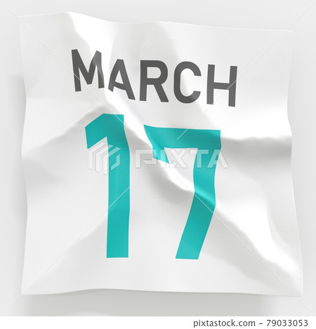March 17 date on crumpled paper page of a... - Stock Illustration ...