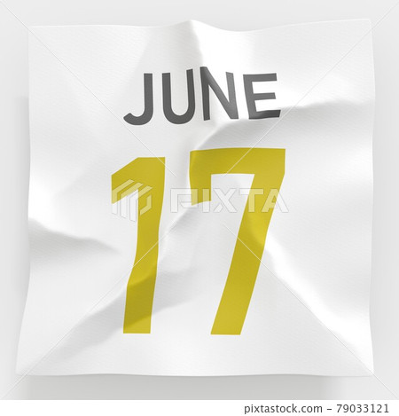 June 17 date on crumpled paper page of a... - Stock Illustration ...