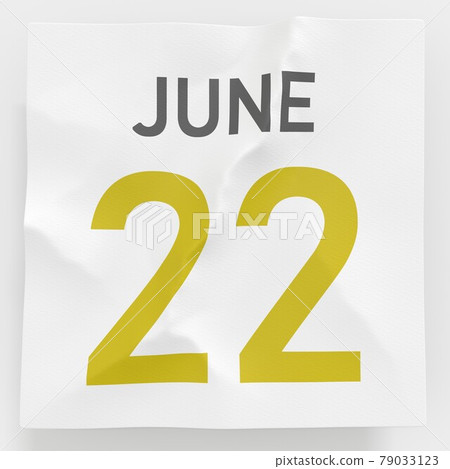 June 22 date on crumpled paper page of a... - Stock Illustration ...