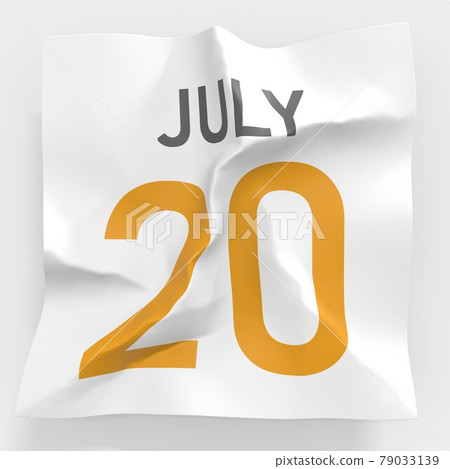 July 20 date on crumpled paper page of a... - Stock Illustration ...