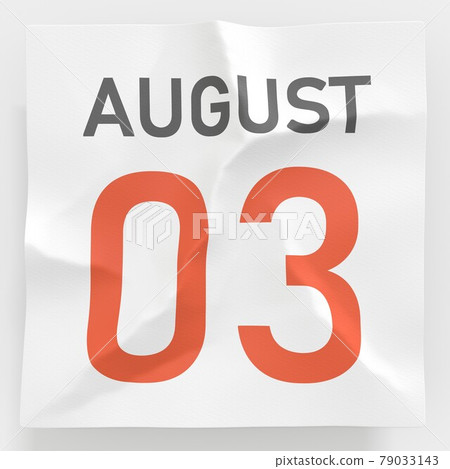 August 3 date on crumpled paper page of a... - Stock Illustration ...