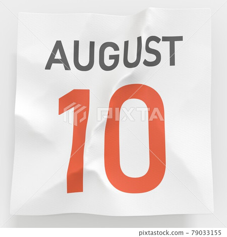 August 10 date on crumpled paper page of a... - Stock Illustration ...