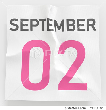 September 2 date on crumpled paper page of a... - Stock Illustration ...