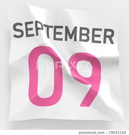 September 9 date on crumpled paper page of a...-插圖素材 [79033188] - PIXTA圖庫