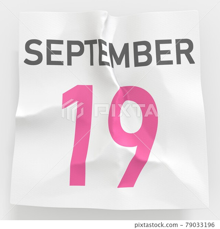 September 19 date on crumpled paper page of a... - Stock Illustration ...