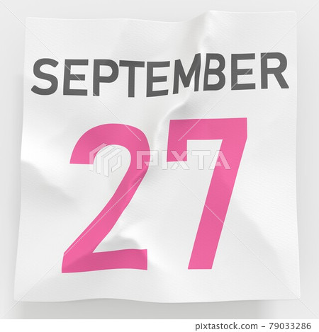 September 27 date on crumpled paper page of a... - Stock Illustration ...