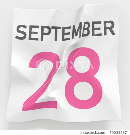September 28 date on crumpled paper page of a... - Stock Illustration ...