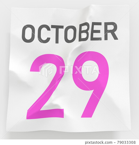 October 29 date on crumpled paper page of a... - Stock Illustration ...