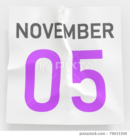 November 5 date on crumpled paper page of a... - Stock Illustration ...