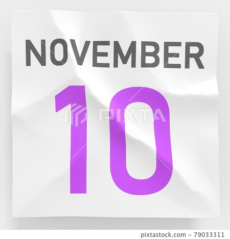 November 10 date on crumpled paper page of a... - Stock Illustration ...