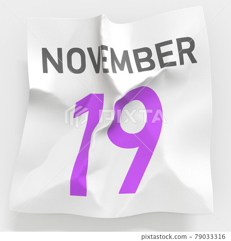 November 19 date on crumpled paper page of a... - Stock Illustration ...