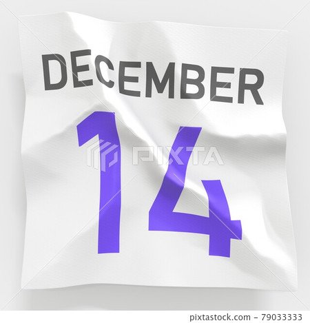 December 14 date on crumpled paper page of a... - Stock Illustration ...