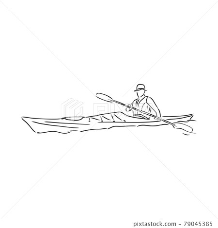 Sketch of kayaking people, Hand drawn Vector... - Stock Illustration ...