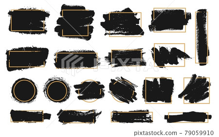 Grunge brush frames. Black paint stroke with... - Stock Illustration ...